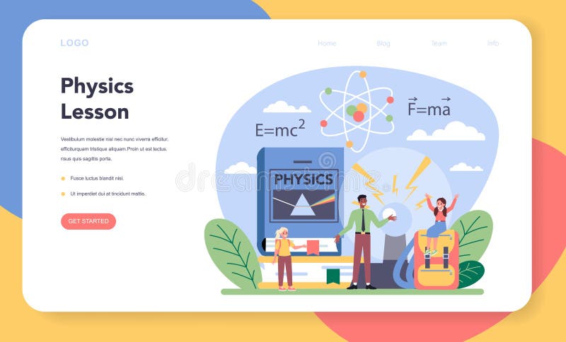 Physics School Subject Web Banner or Landing Page. Scientist Stock ...
