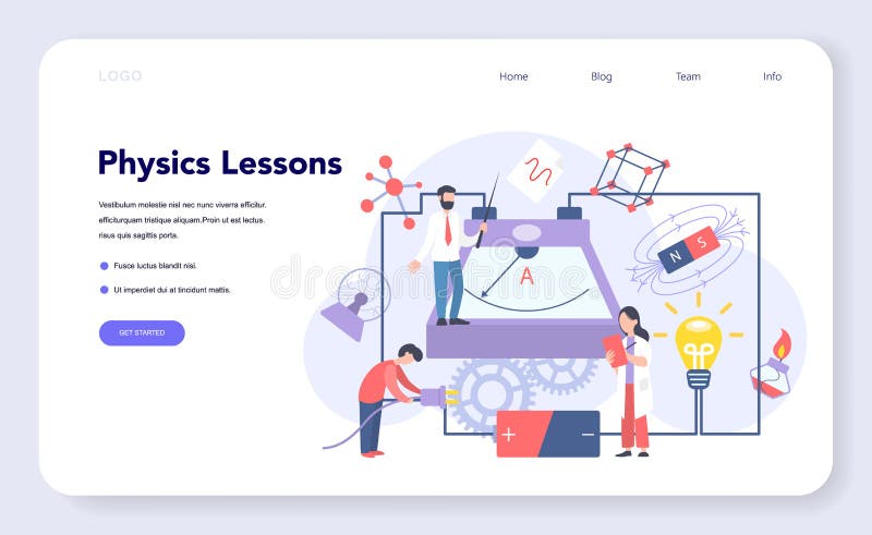 Physics School Subject Web Banner or Landing Page. Scientist Stock ...