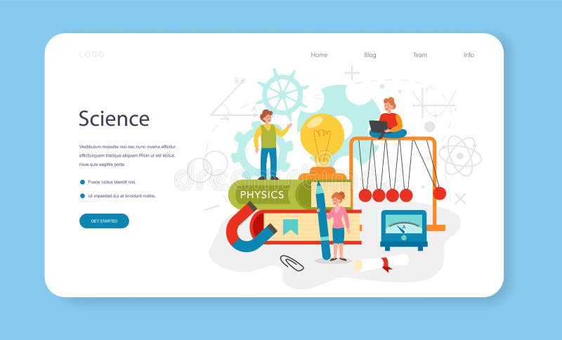 Physics School Subject Web Banner or Landing Page. Scientist Stock ...