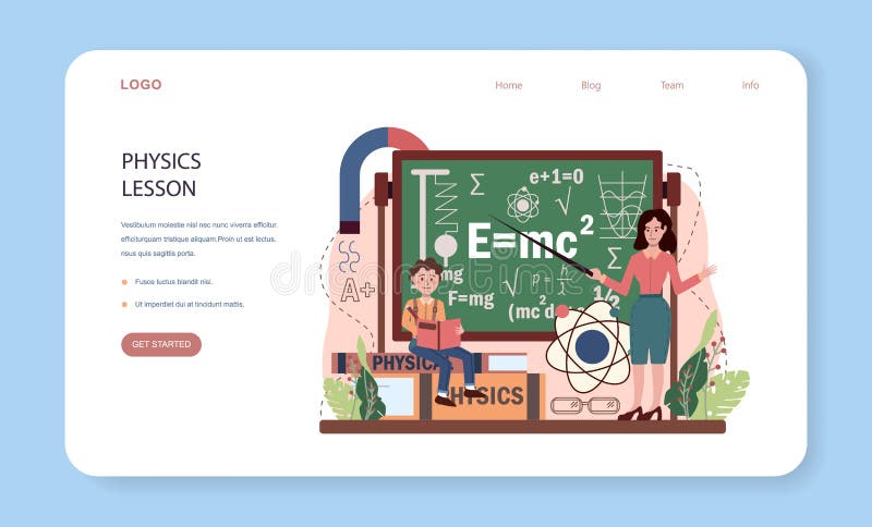 Physics School Subject Web Banner or Landing Page. Students Explore ...