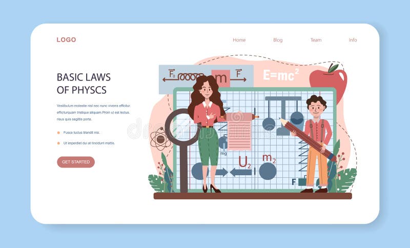 Physics School Subject Web Banner or Landing Page. Students Explore ...