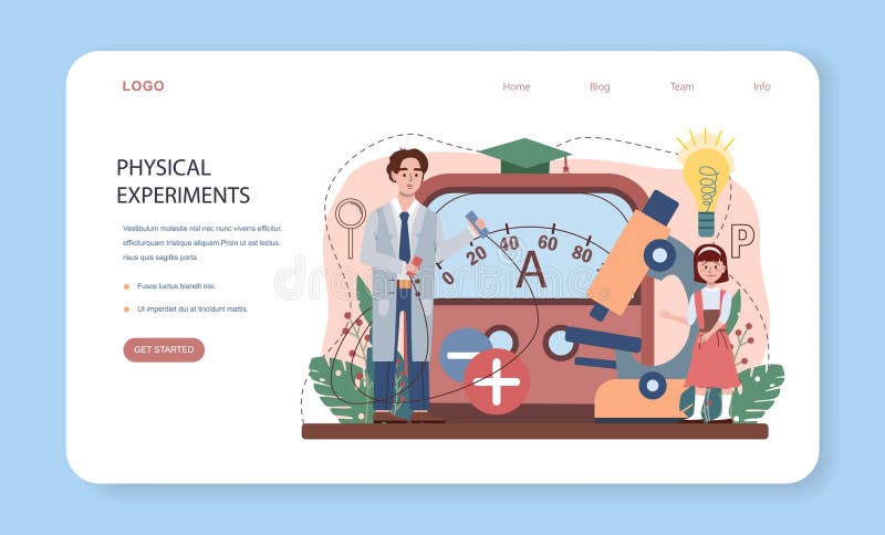 Physics School Subject Web Banner or Landing Page. Students Explore ...