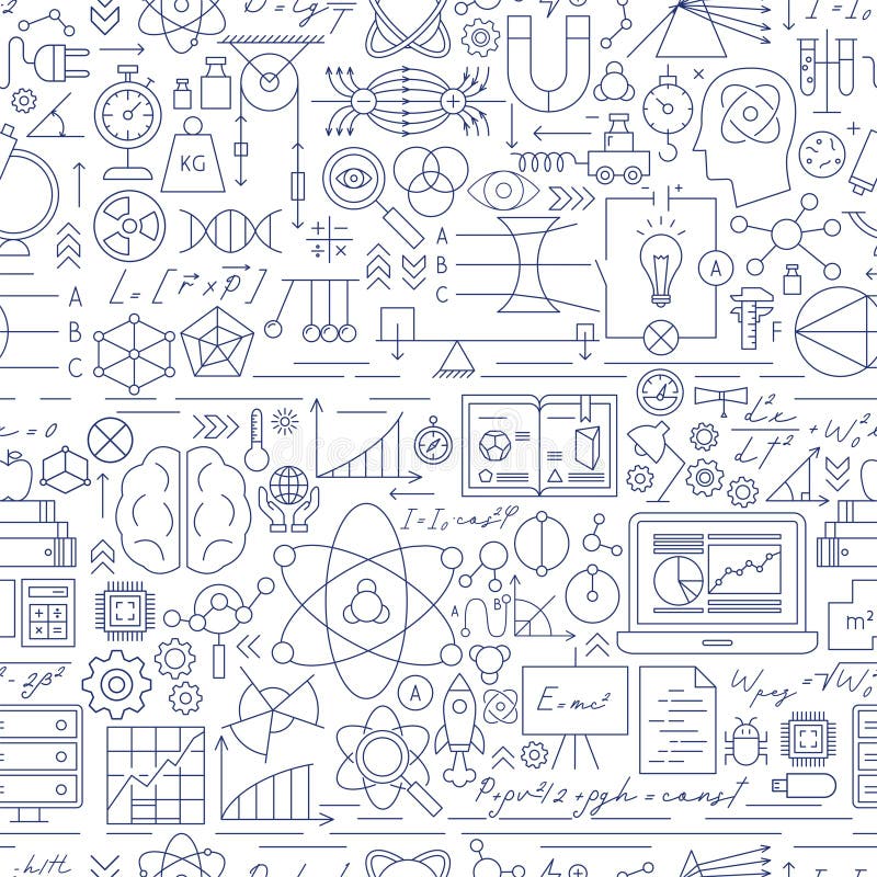 Physics Science Line Seamless Pattern Stock Illustration - Illustration ...
