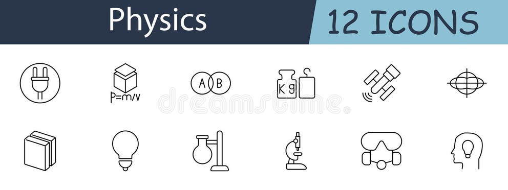 Physics Set Icon. Includes Formulas, Lab Equipment, and Scientific ...