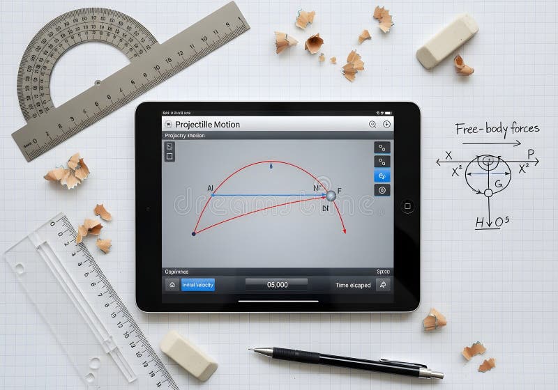 Physics Simulation with Graph Paper - Nerd Study Layout Stock ...