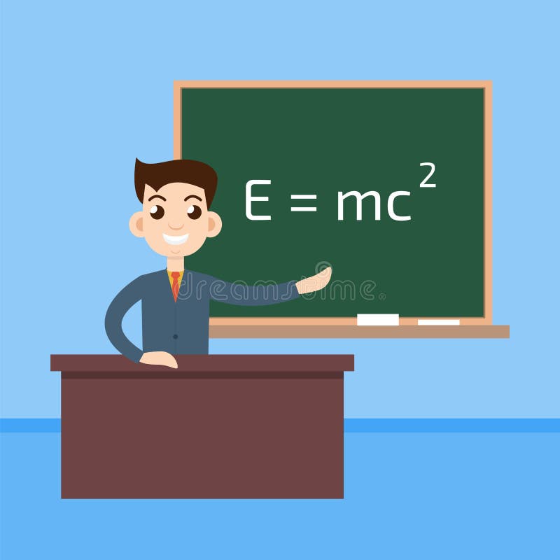 Physics teacher in class stock illustration. Illustration of cute ...