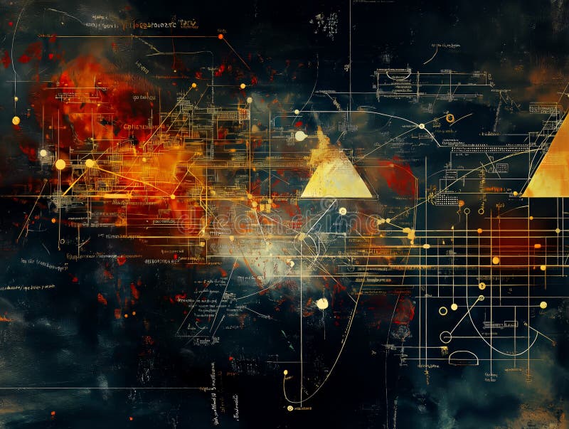 A Physics Themed Artwork Displays Complex Formulas and Diagrams ...