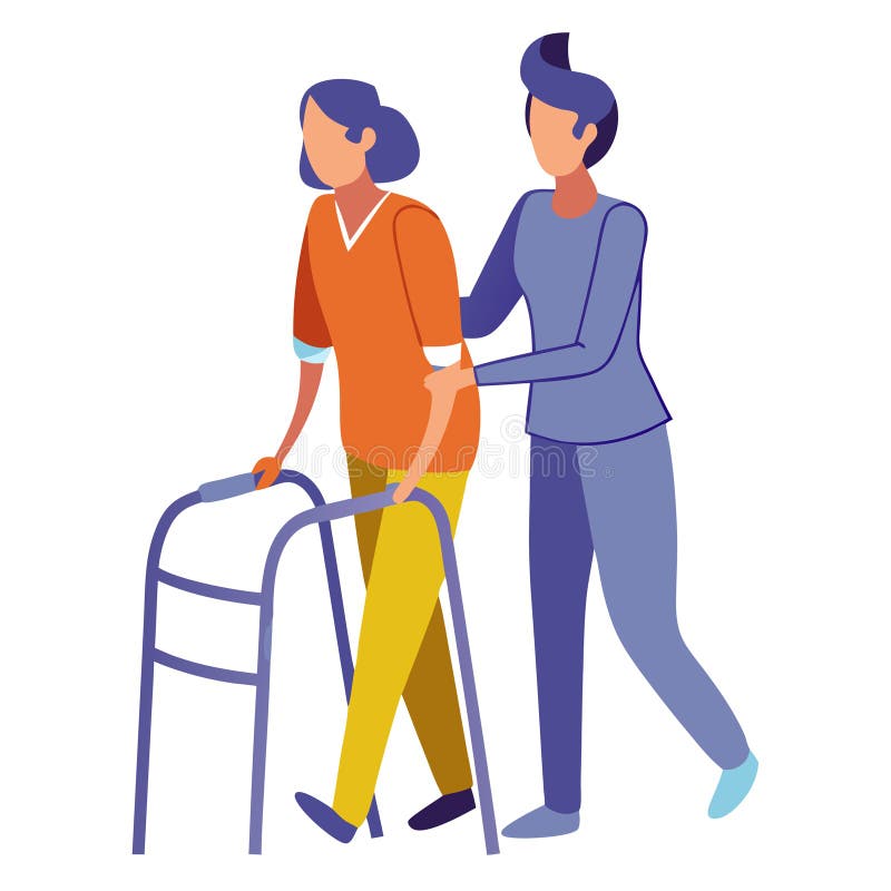 A Physiotherapist Assisting a Patient with Mobility Exercises Using a ...