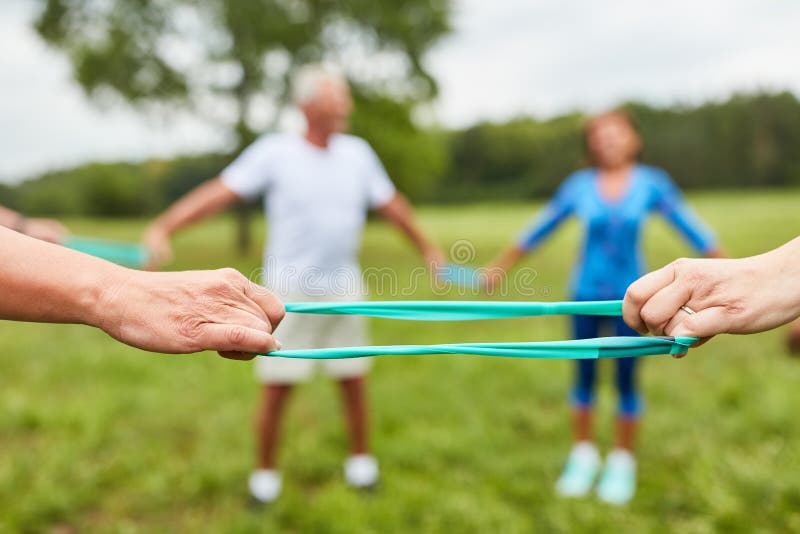 Physiotherapy Exercise with the Stretch Band Stock Image - Image of ...