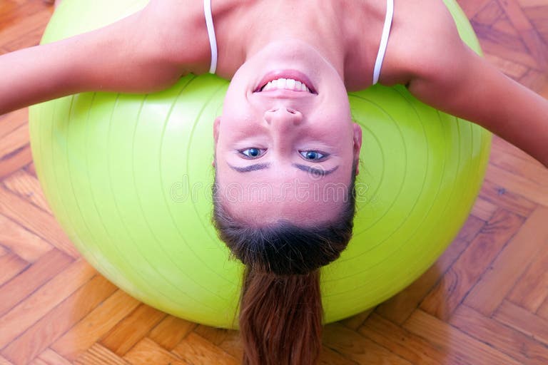 Physiotherapy Exercises with Bobath Ball Fitball Stock Photo - Image of ...