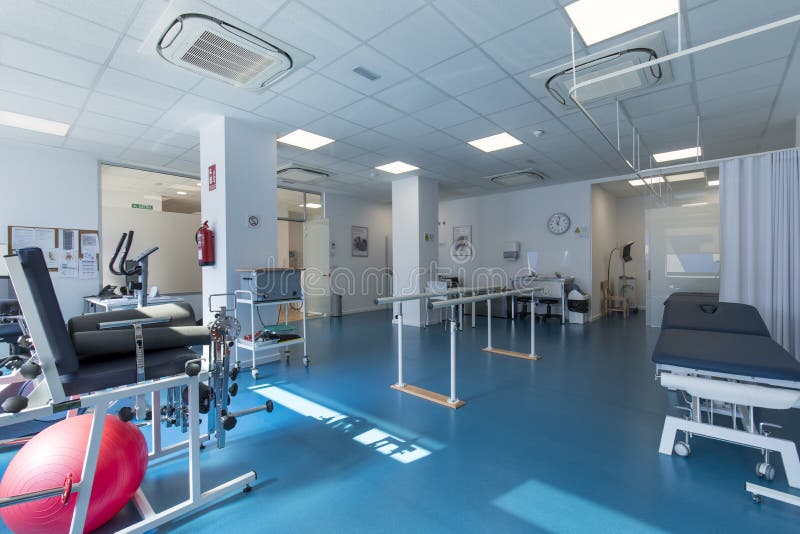 Physiotherapy Room in the Clinic. Equipment for Procedures in Treatment ...