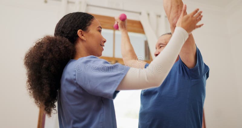 Physiotherapy, Support and Fitness with Old Woman and Band for ...