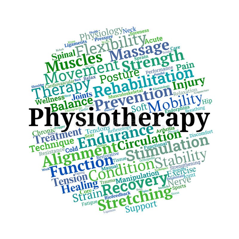 Physiotherapy Word Cloud stock illustration. Illustration of topics ...