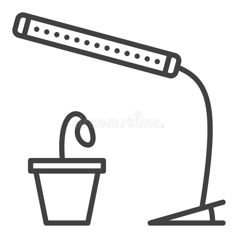 Phytolamp or Grow Light with Sprout Vector Line Icon or Symbol Stock ...