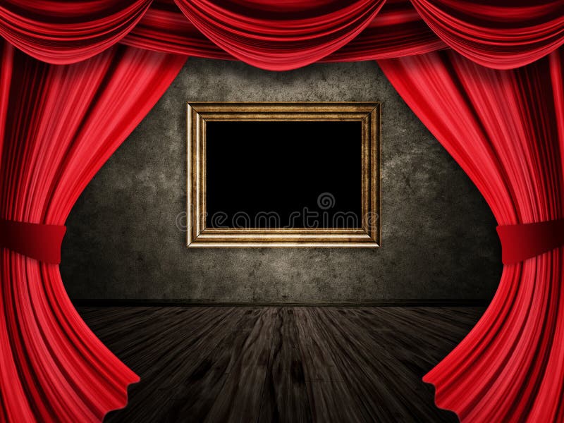 Pièce Avec Les Rideaux Et Le Cadre Rouges Illustration Stock ...