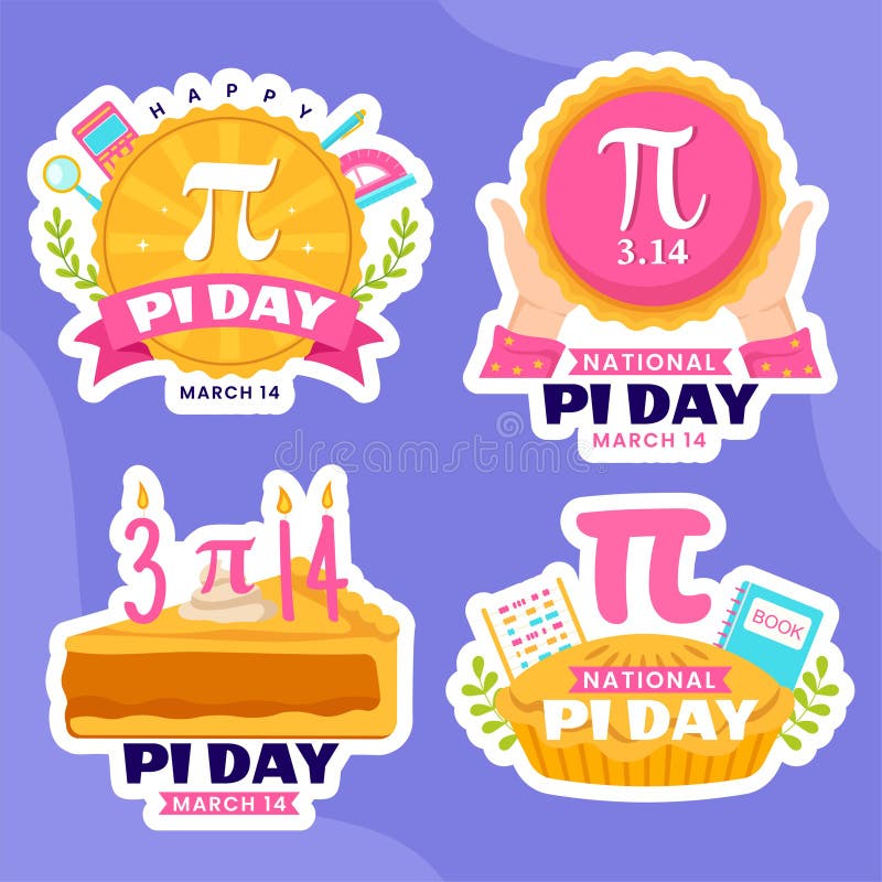 Pi Day Label Flat Cartoon Hand Drawn Templates Background Illustration ...