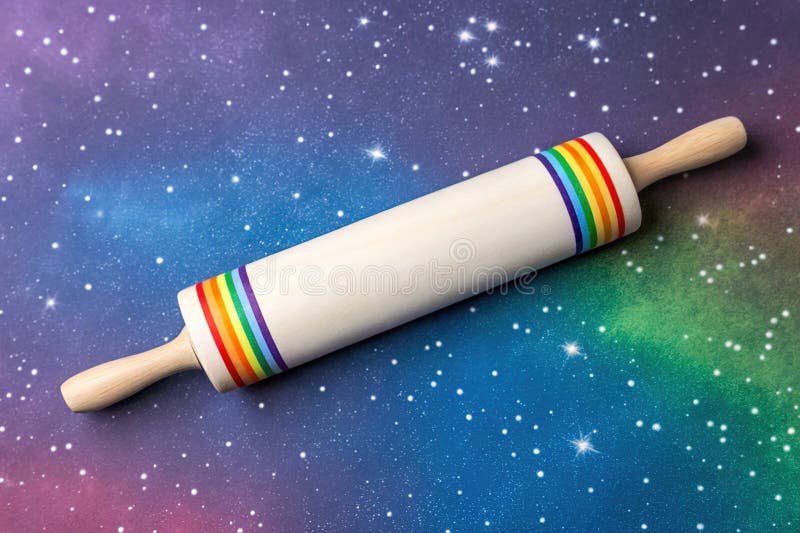 Pi Day Rolling Pin with Rainbow Digits on a Stand Stock Illustration ...