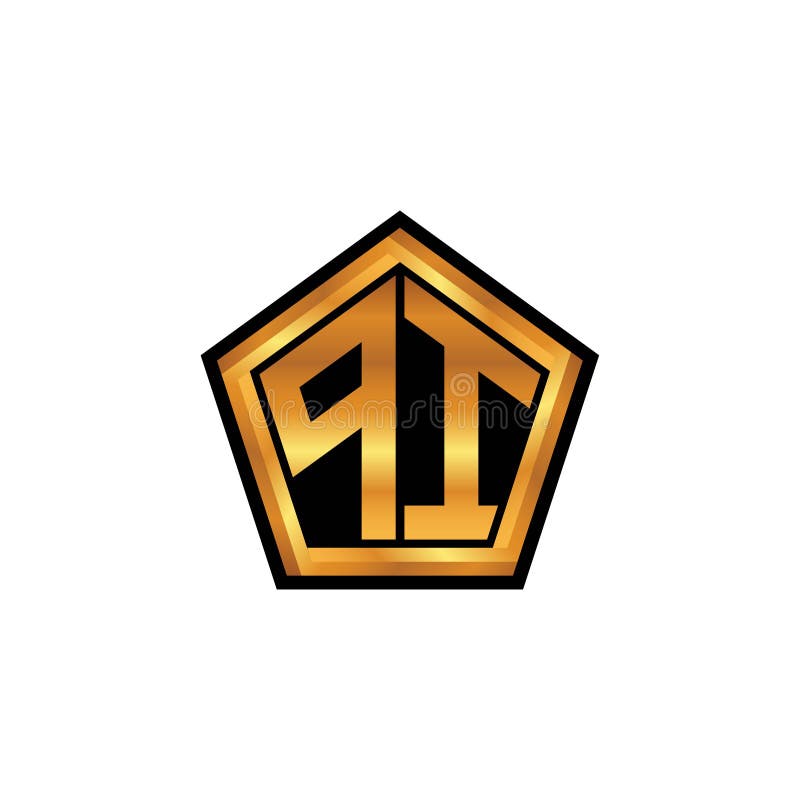 PI Logo Letter Geometric Golden Style Stock Vector - Illustration of ...