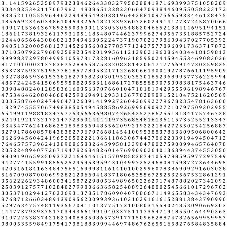Pi - 3.1415 - Mathematical Column of Figures Vector Background Stock ...