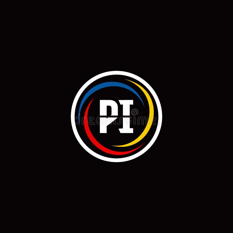 PI Monogram Logo Isolated on Circle Shape with 3 Slash Colors Rounded ...