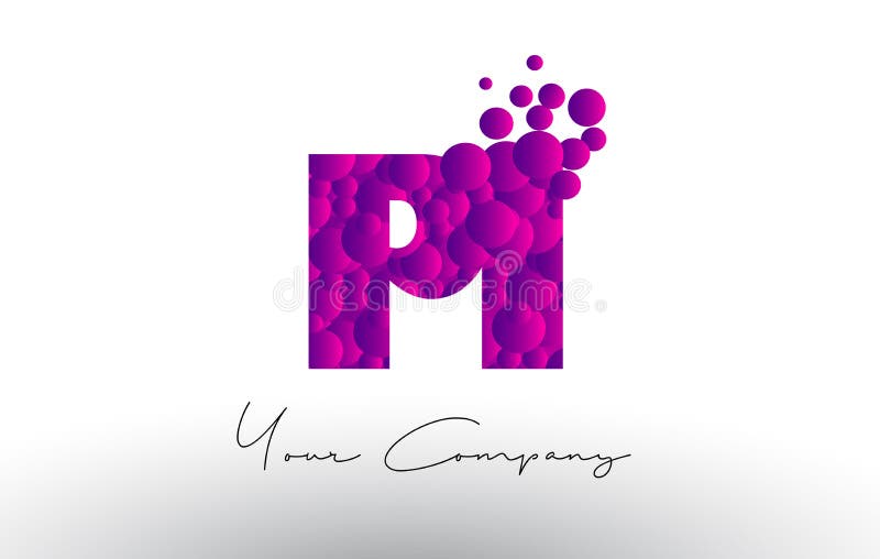 PI P I Dots Letter Logo with Purple Bubbles Texture. Stock Vector ...