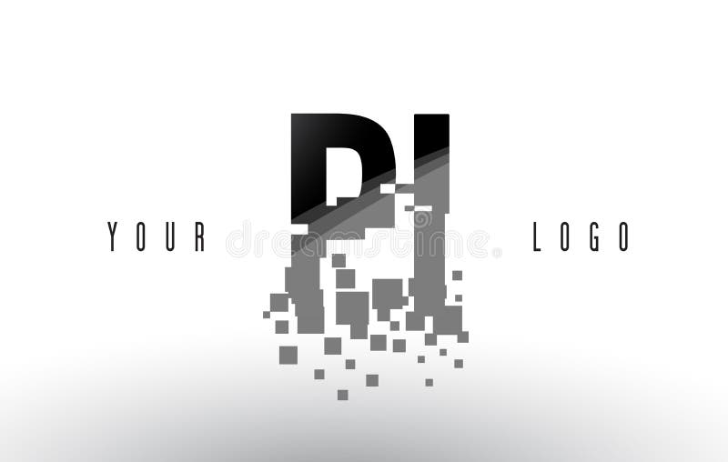 PI P I Pixel Letter Logo with Digital Shattered Black Squares Stock ...