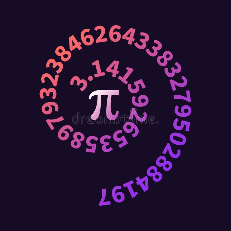 3,14 - Pi Spiral Vector Mathematical Constant Colored Illustration ...