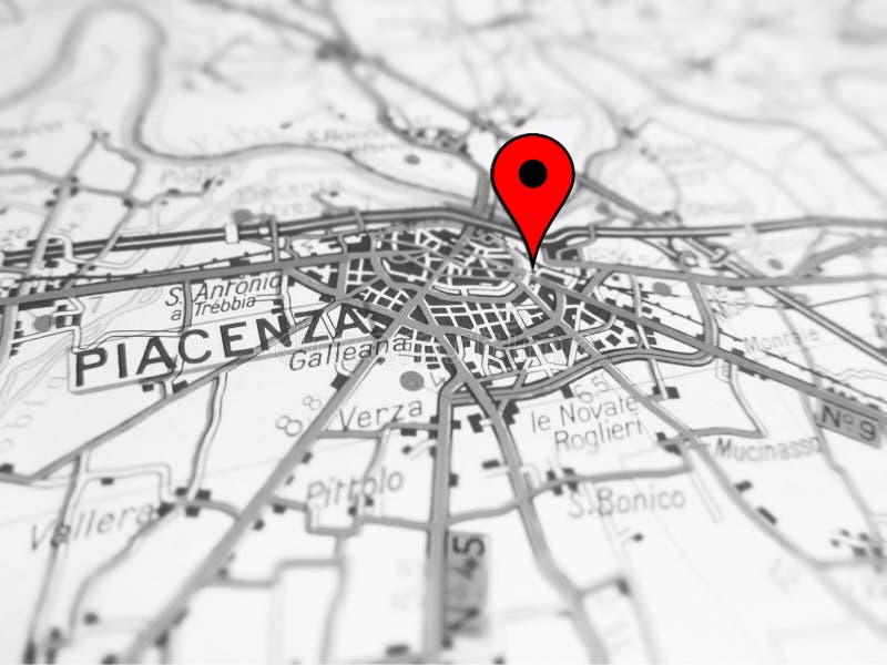 Piacenza City Over a Road Map ITALY Stock Image - Image of roads ...