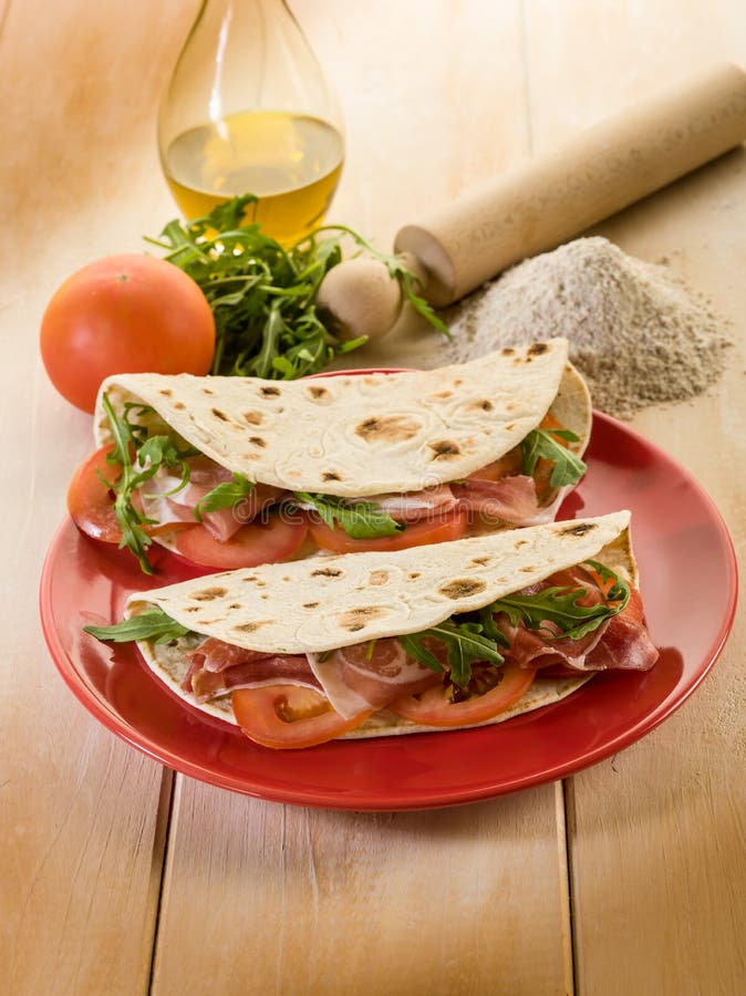 Piadina with tuna stock photo. Image of italian, cooking - 12820554
