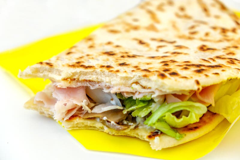 Piadina Romagnola, Italian Flatbread Sandwich Stock Photo - Image of ...