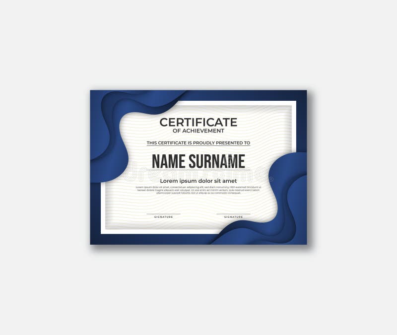 Modern Award Certificate Template Curved Pattern Blue Color Stock ...