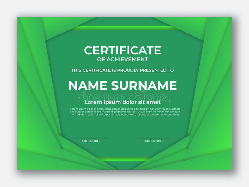 Award Certificate Template in Green Color Stock Vector - Illustration ...