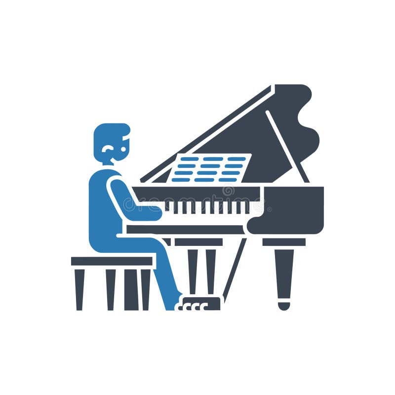 Pianist at Grand Piano Icon Stock Vector - Illustration of instrument ...