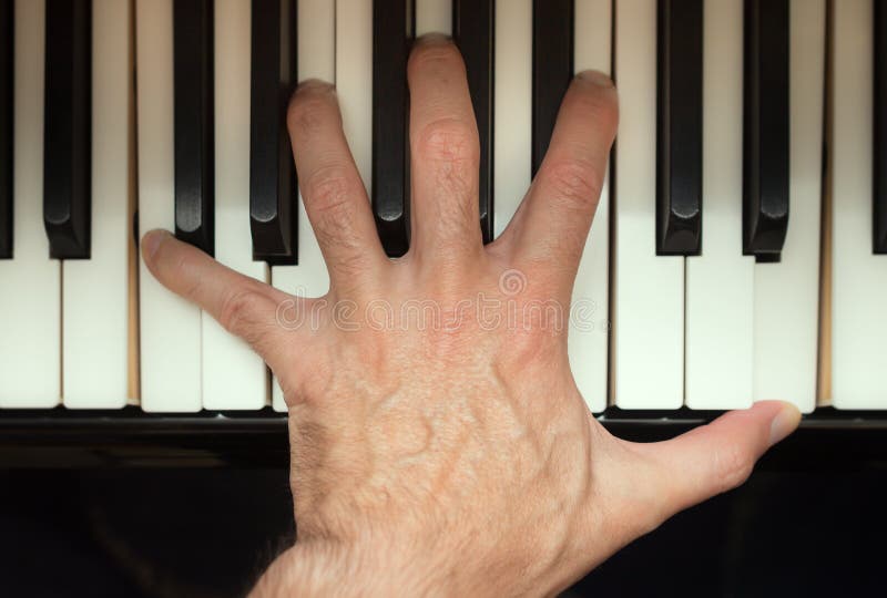 Pianist Hand Playing a Chord. Stock Photo - Image of chords, angle ...