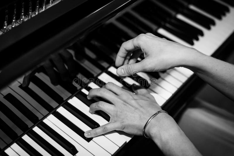 Pianist Hands on the Background of the Piano Keys Stock Photo - Image ...