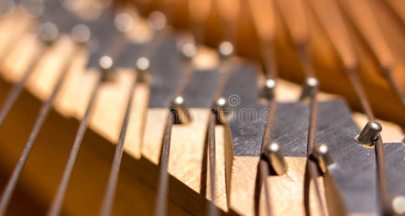 Piano Bridge and Strings Closeup. Stock Image - Image of bridge, detail ...