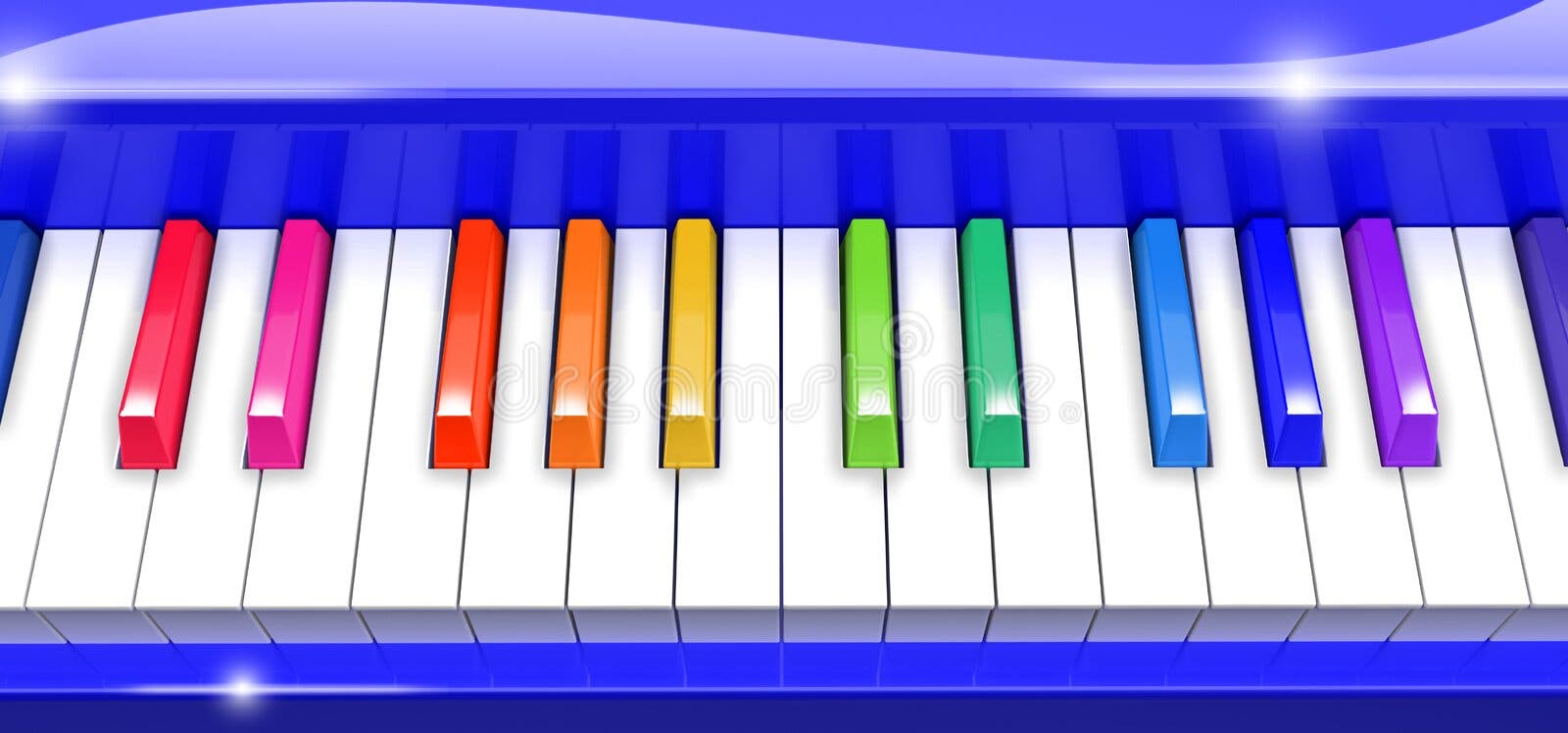 Claves Del Piano, Keyborad, Notas En Colores Del Arco Iris Stock de ...