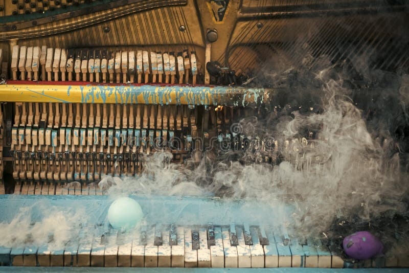 Flaming music, piano stock photo. Image of music, destruction - 117027148