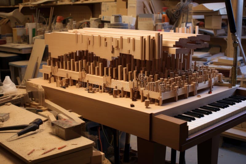 Piano Key Assembly in Progress Stock Illustration - Illustration of ...