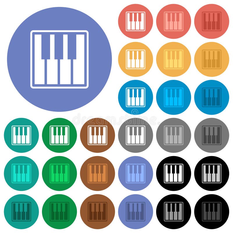 Piano Keyboard Alternate Round Flat Multi Colored Icons Stock Vector ...