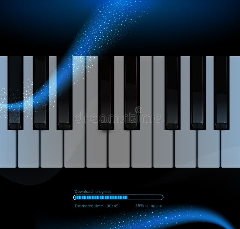 Piano Keyboard on a Dark Blue Star Background Stock Vector ...