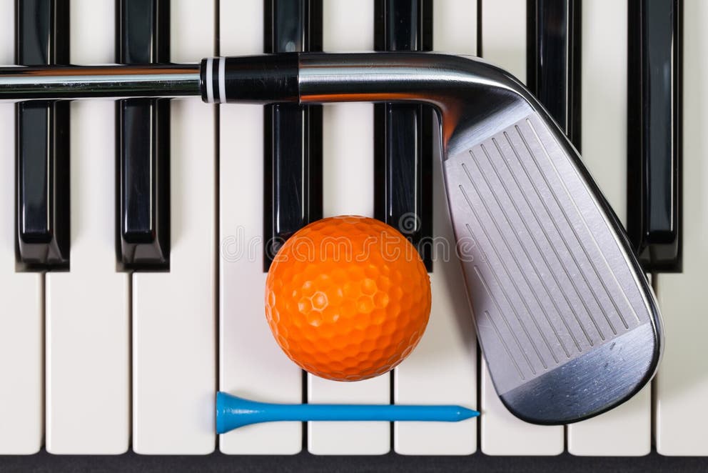 Piano Keyboard and Different Golf Equipments Stock Image - Image of ...
