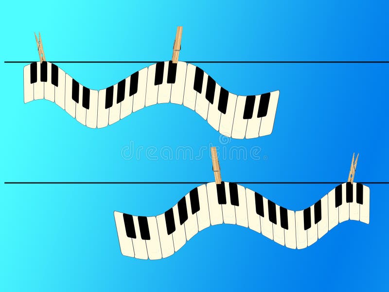 Piano Keyboard Hanging on Clothesline Stock Illustration - Illustration ...