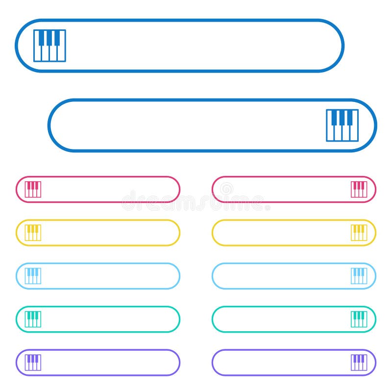 Piano Keyboard Icons In Rounded Color Menu Buttons Stock Vector
