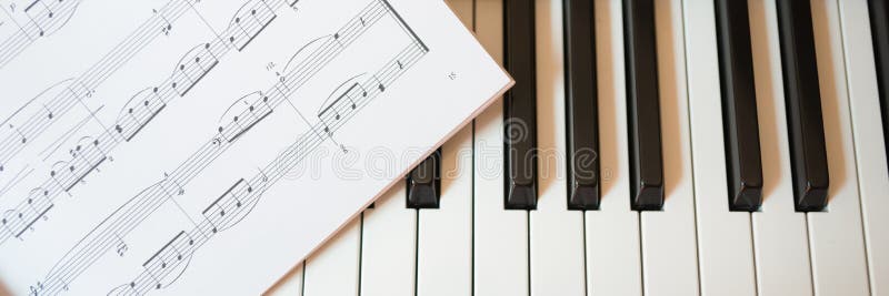 Piano Keyboard and Music Book Stock Image - Image of lesson, classical ...