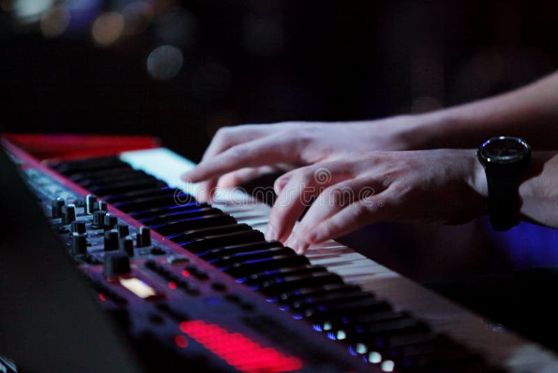 Piano Keyboard Player Hands on the Stage Stock Image - Image of ...