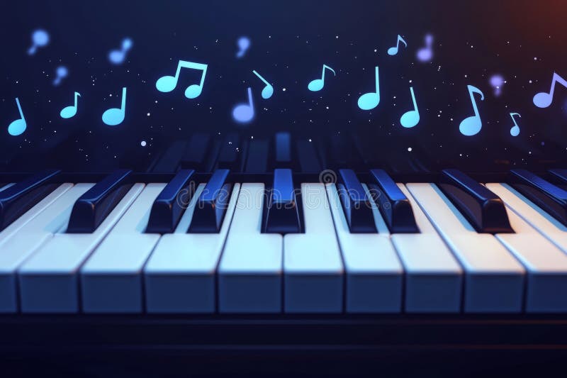 Piano Keyboard Playing Musical Notes, Creating a Magical and Enchanting ...