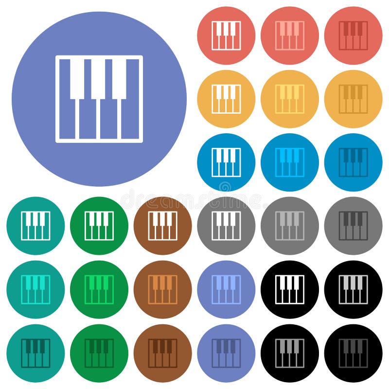 Piano Keyboard Round Flat Multi Colored Icons Stock Vector ...