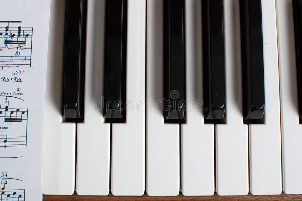 Piano Keyboard and Sheet Music Stock Image - Image of sheet, keys: 17736939
