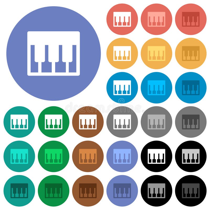 Piano Keyboard Solid Round Flat Multi Colored Icons Stock Vector ...